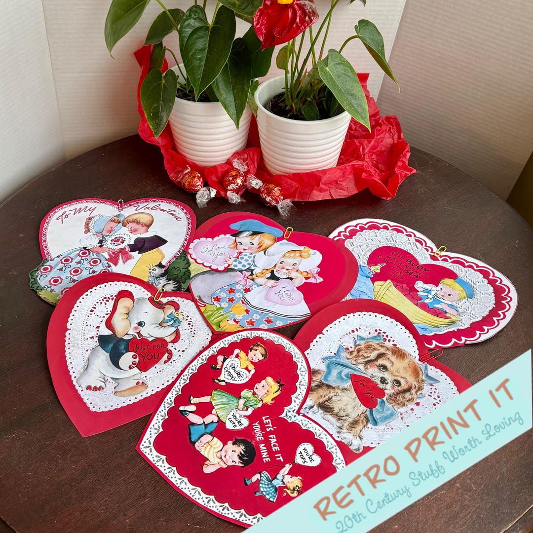 Printable Retro Valentine Banner Garland Pennants (digital Download) - Etsy