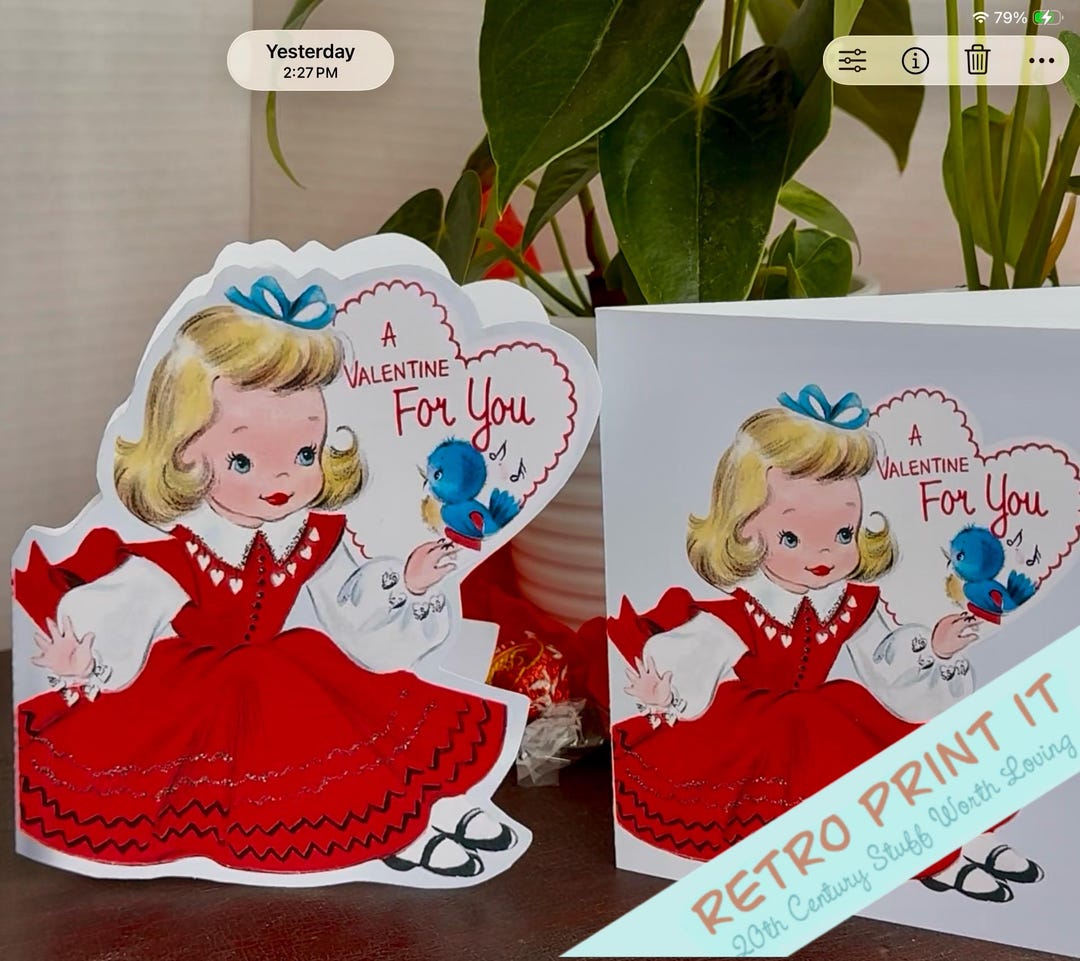 Printable Vintage Retro Valentine Card 2 Styles With Envelope Instant ...