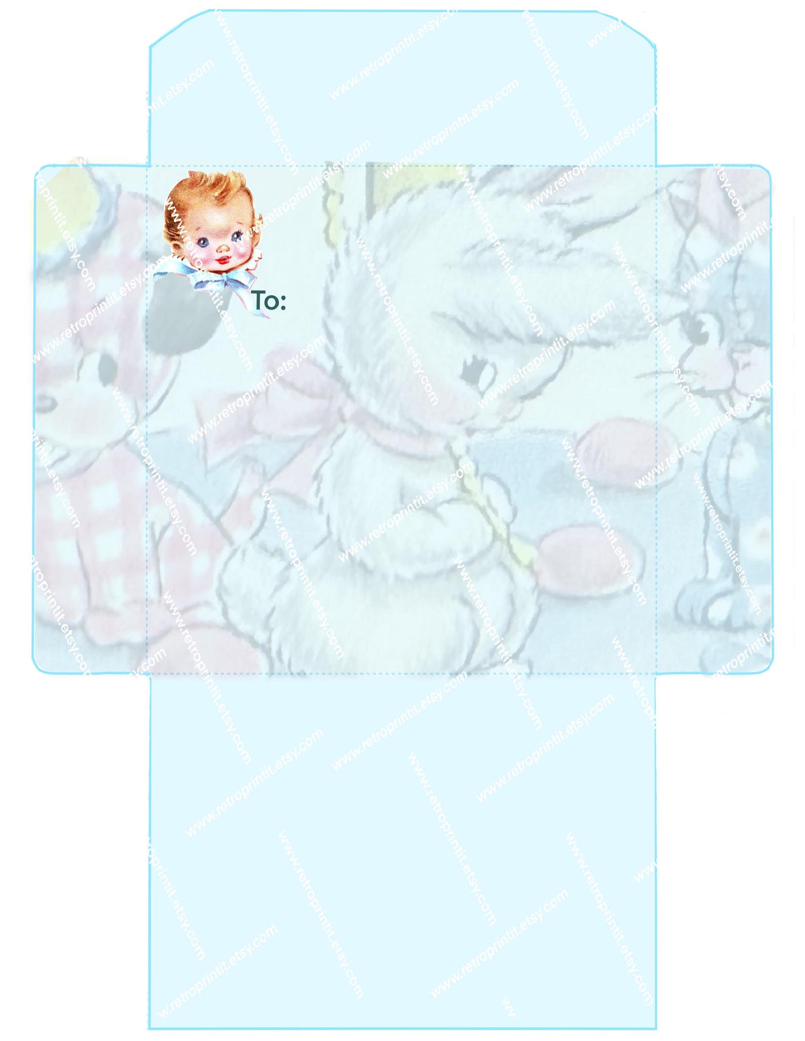 Vintage Baby Card and Envelope Digital Download - Etsy