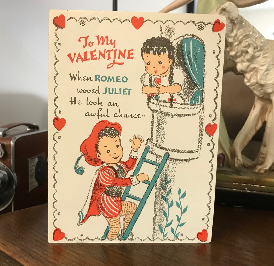 Vintage Romeo and Juliet Valentine Card With Envelope Instant Download ...
