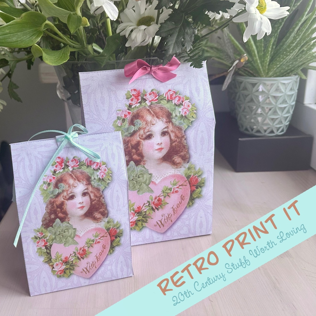 Printable Set of 2 Vintage Victorian Style Gift Bags Digital Download ...