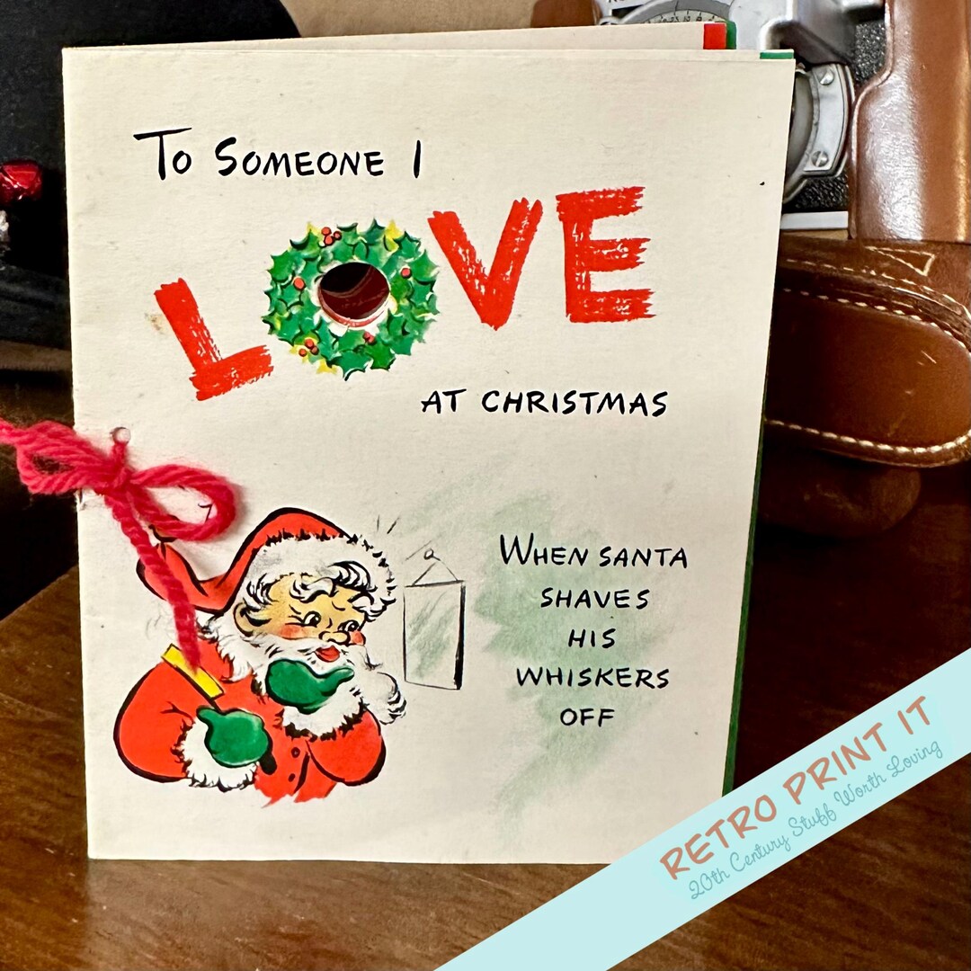 Printable Vintage Kitsch Christmas and New Year’s Card With Envelope ...