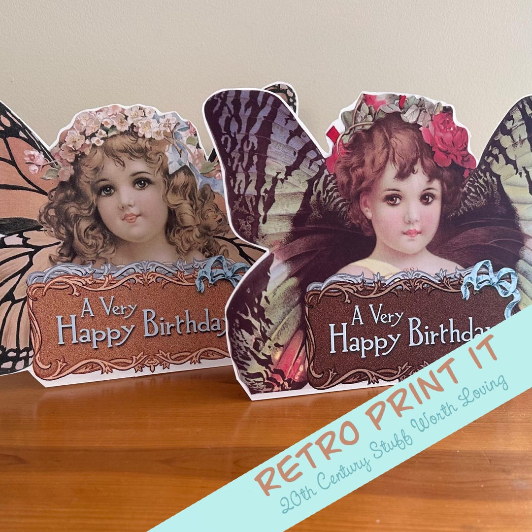 Printable Vintage Birthday Card Victorian Style Stand up Digital ...