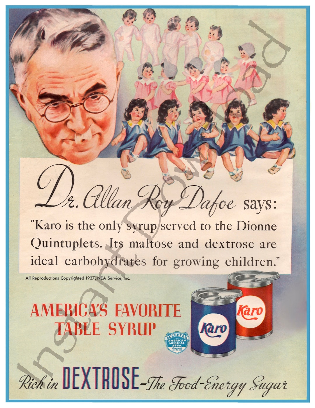 Dionne Quintuplets Ad for Karo Syrup Digital Download - Etsy