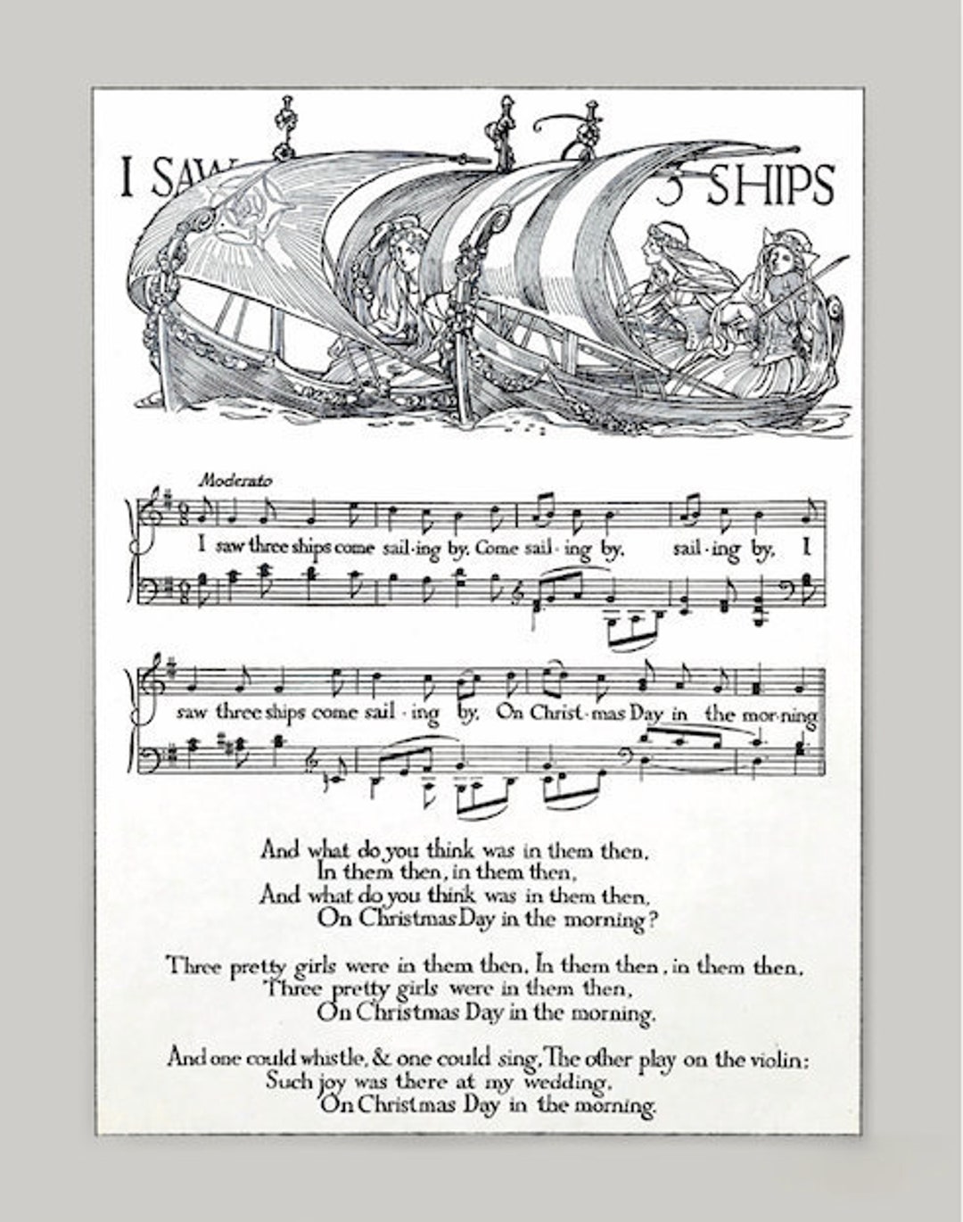 1917 I Saw Three Ships Nursery Song - Etsy