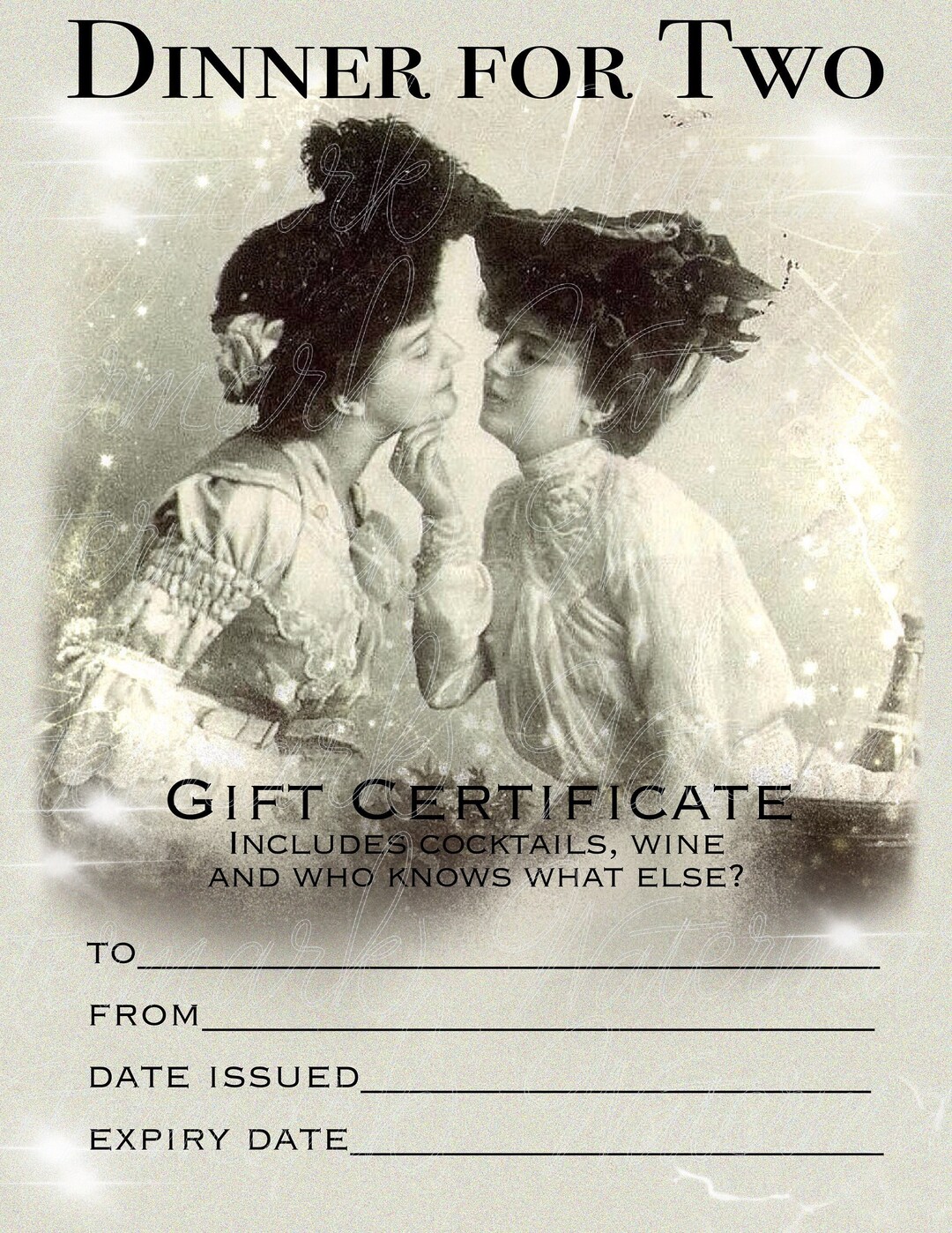 Dinner Gift Certificate for Any Occasion Instant Download - Etsy