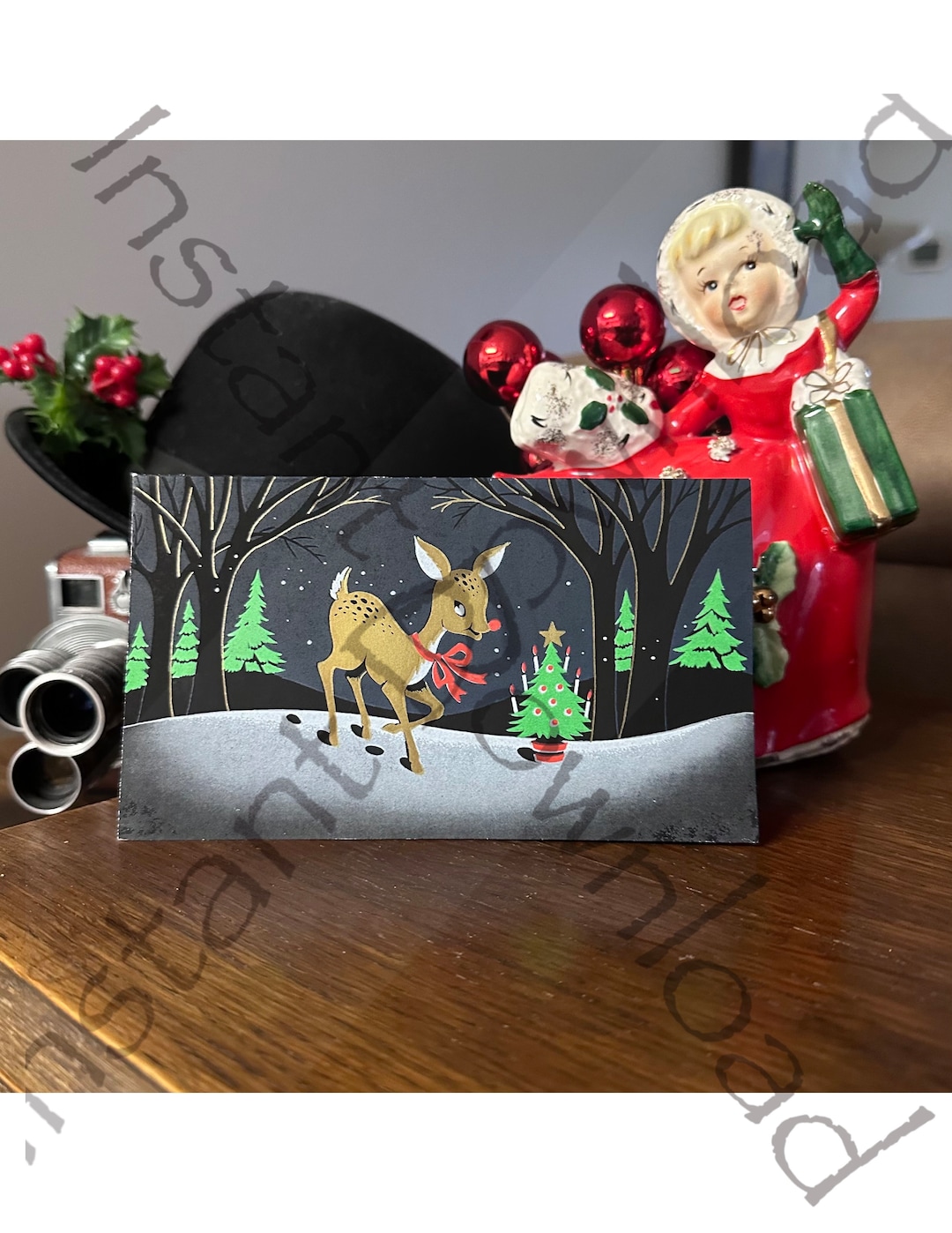 Vintage Christmas Card rudolph Digital Download - Etsy