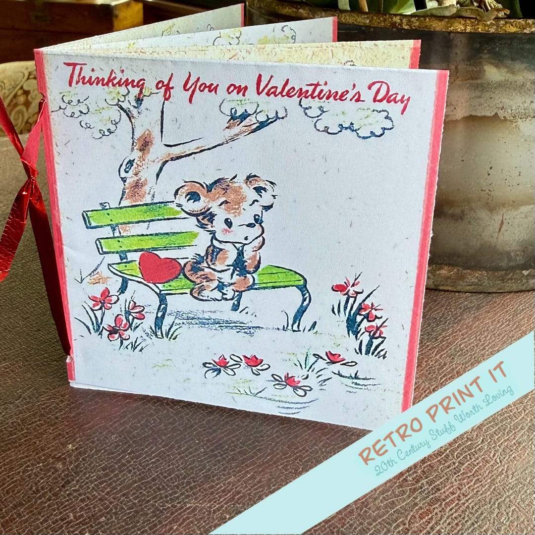 Printable Vintage Sweet Retro Valentine Card With Envelope Instant ...