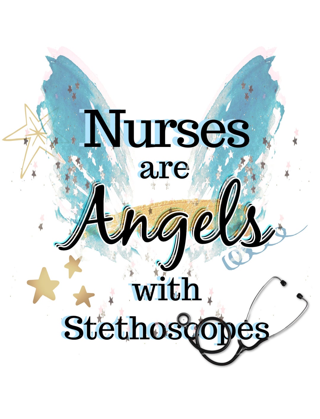 Nurses Are Angels With Stethoscopes Original Graphic SVG, PNG & JPEG ...