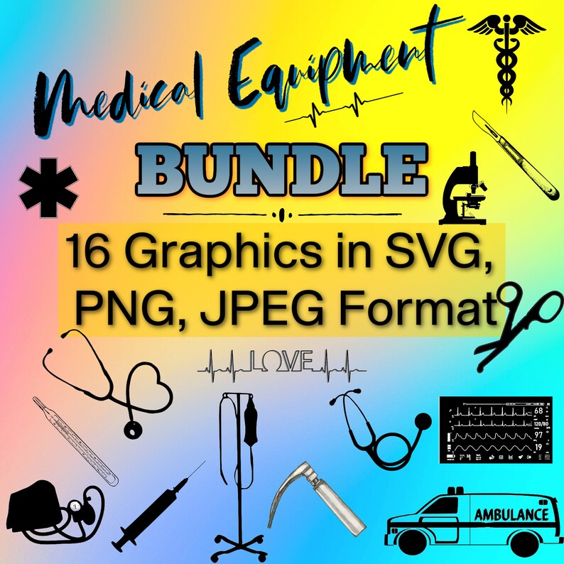 16 Medical Equipment & Symbols Bundle PNG, SVG and JPEG Included ...