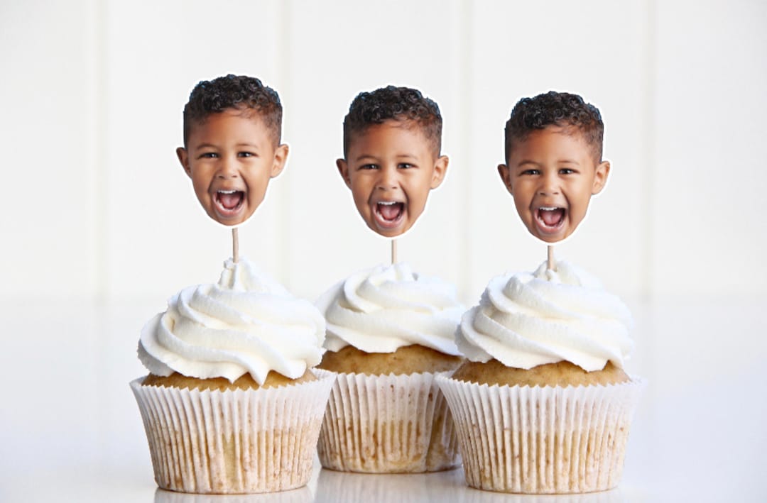 Custom Face Cupcake Toppers , Face Photo Cupcake Toppers, Custom Party ...