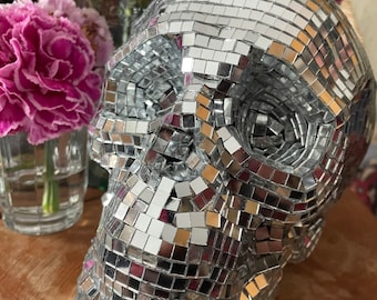 Disco Ball Mirrored Tiled Skull;sparkly Skull, Halloween Decoration ...