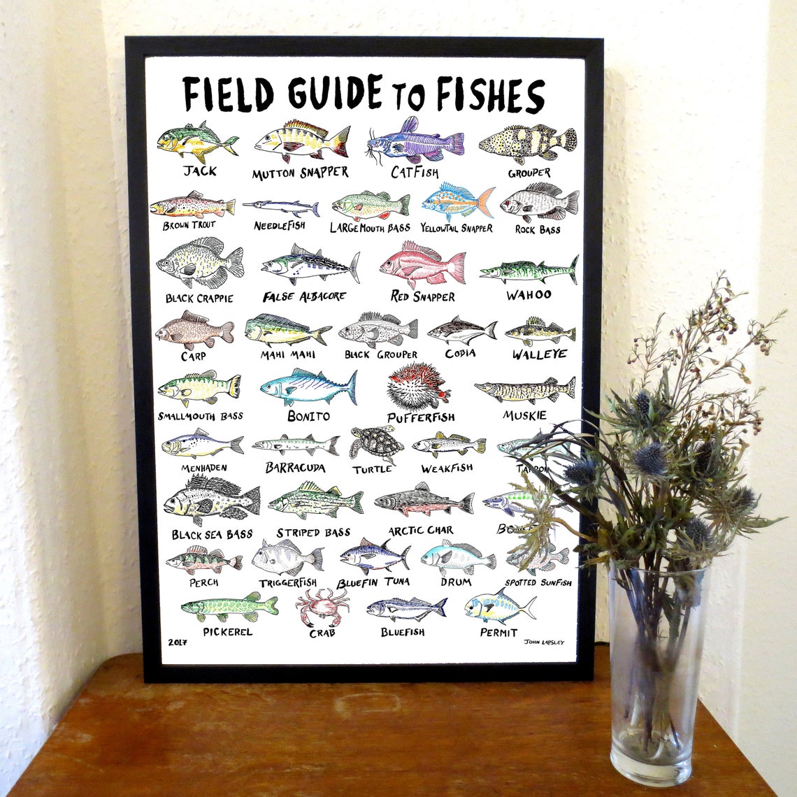 Fish Illustrated Print Fish Poster / Wildlife Wall Art / Gift for ...