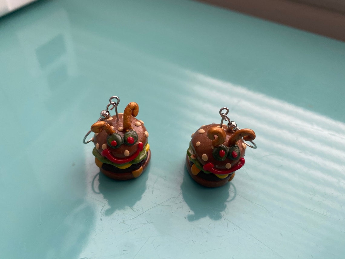 Spongebob Pipsqueak Krabby Patty Earrings preorder | Etsy