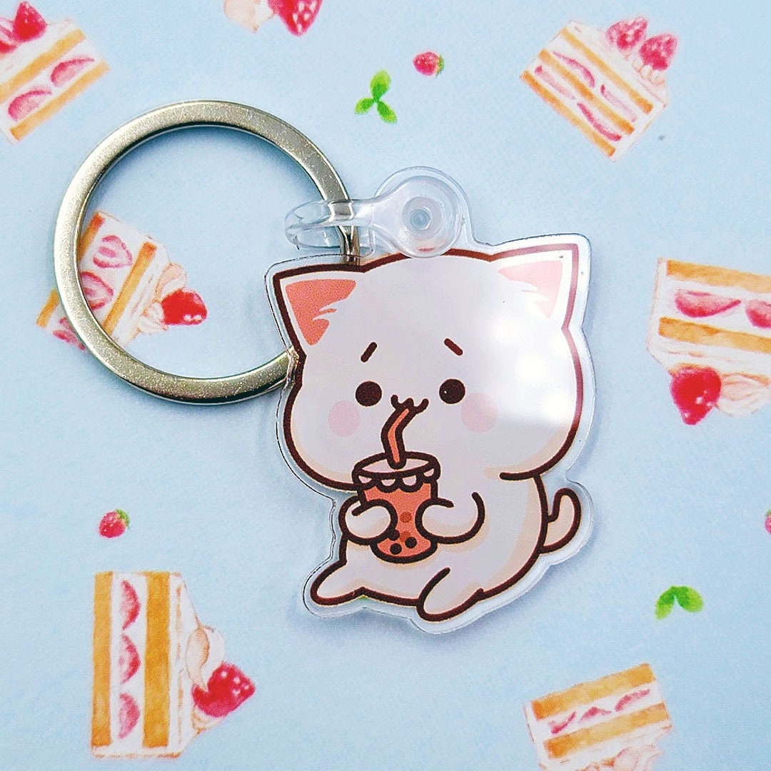 Bubble Tea Boba Cat Cute Acrylics Keychain - Etsy