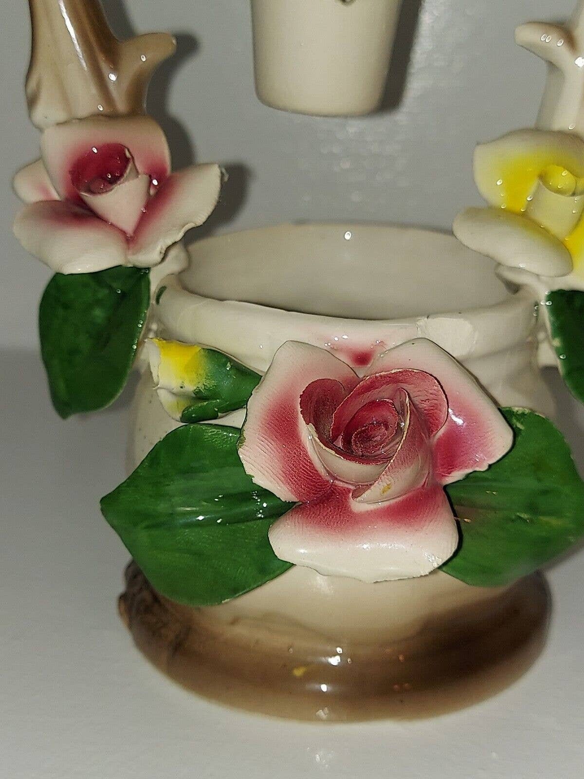 Vintage Nuova Capodimonte Porcelain Rose Flower Basket 7 Tall Marked - Etsy