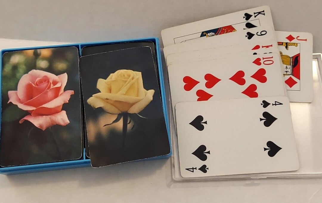 Hallmark Playing Cards Travel Game Set Bridge Cards "rose Pastels" MCM ...