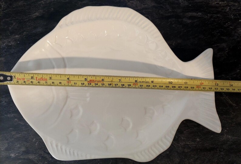 Decorative Fish Plate Gardeners Eden White 13”X 9.5" Made in Portugal ...