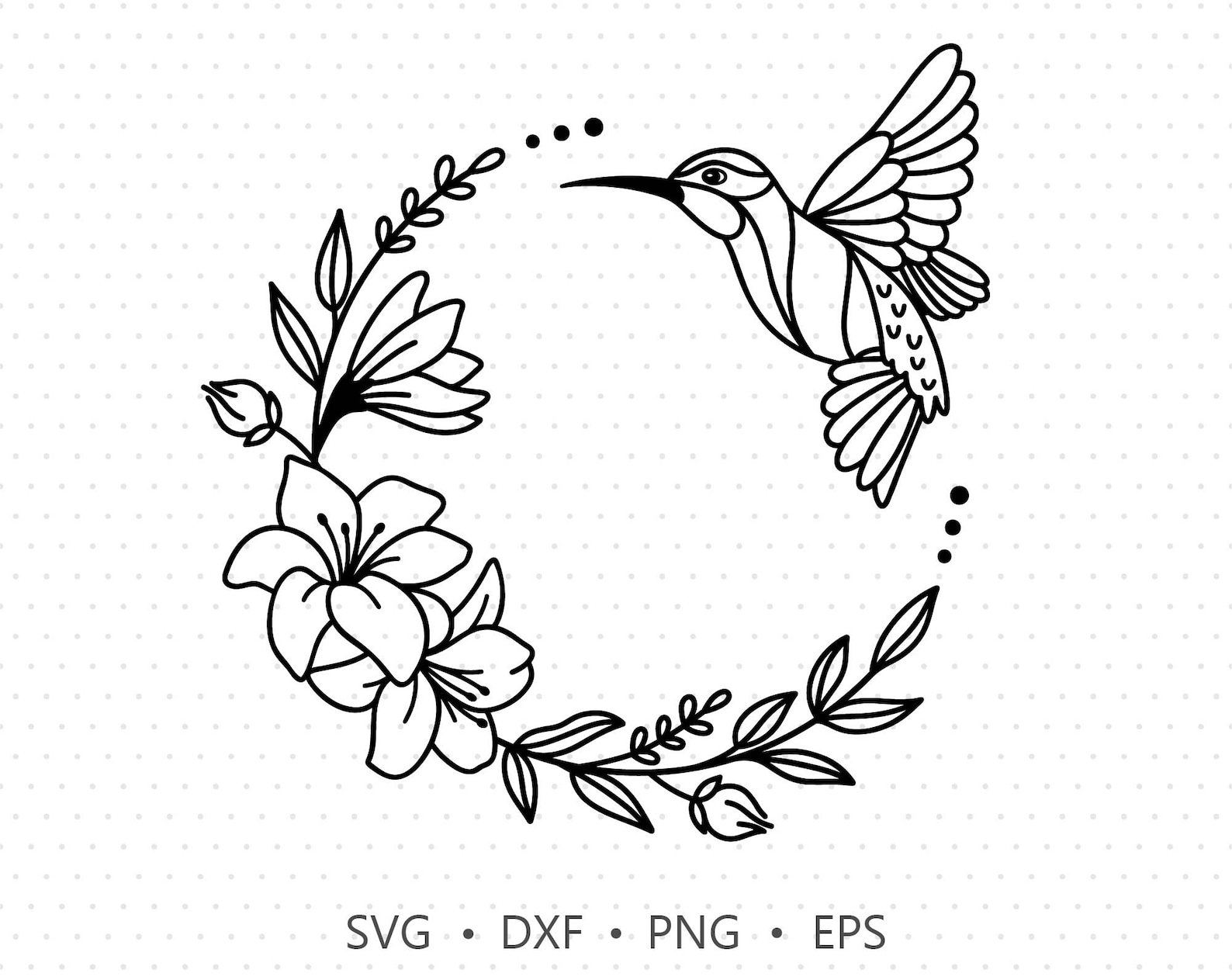 Hummingbird svg file for Cricut Floral wreath svg Bird | Etsy