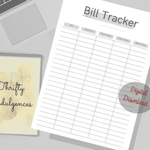 Bill Tracker, Simple Bill Tracker, Bill Organizer, Budgeting Tracker ...