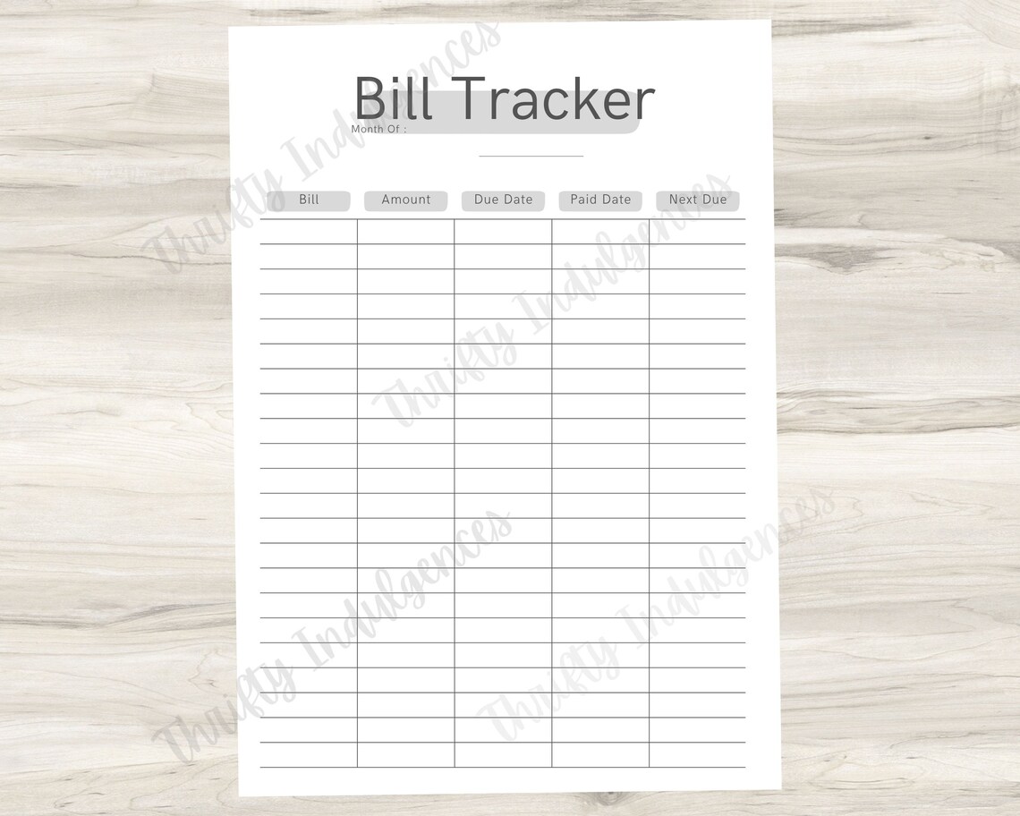 Bill Tracker, Simple Bill Tracker, Bill Organizer, Budgeting Tracker ...