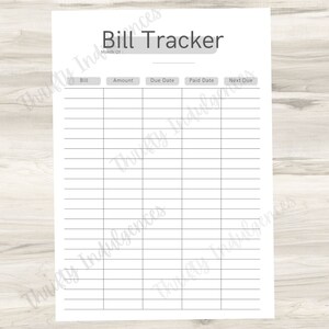 Bill Tracker, Simple Bill Tracker, Bill Organizer, Budgeting Tracker ...