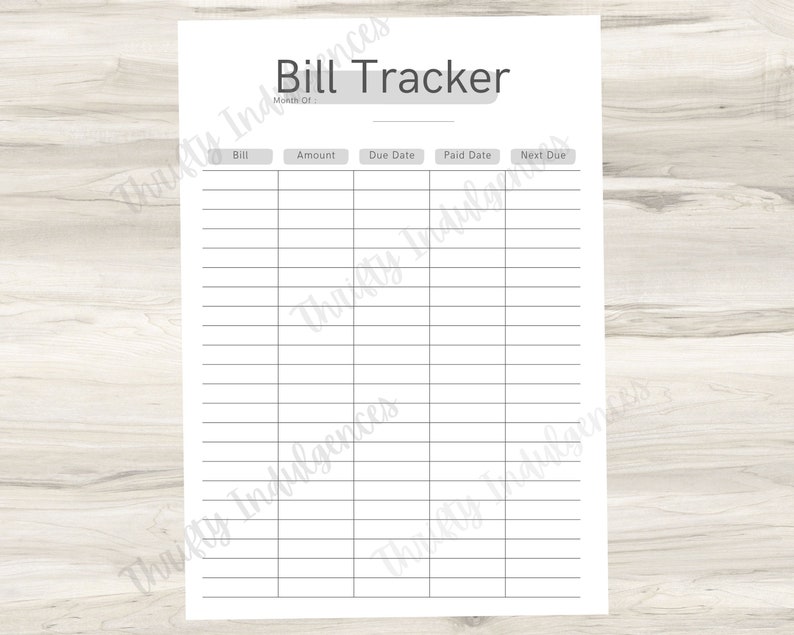 Bill Tracker, Simple Bill Tracker, Bill Organizer, Budgeting Tracker ...