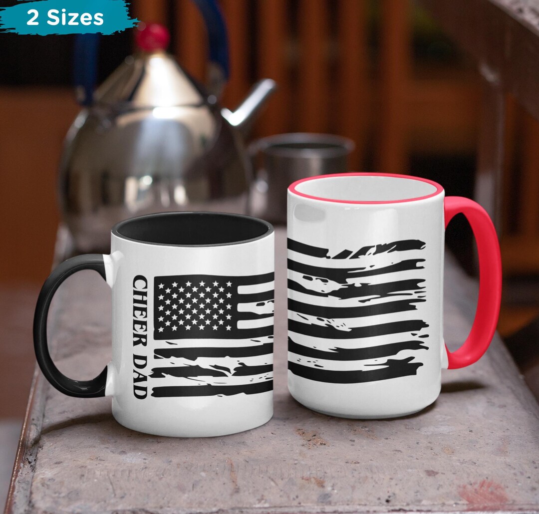 Cheer Dad Coffee Mug With American Flag Design - Etsy