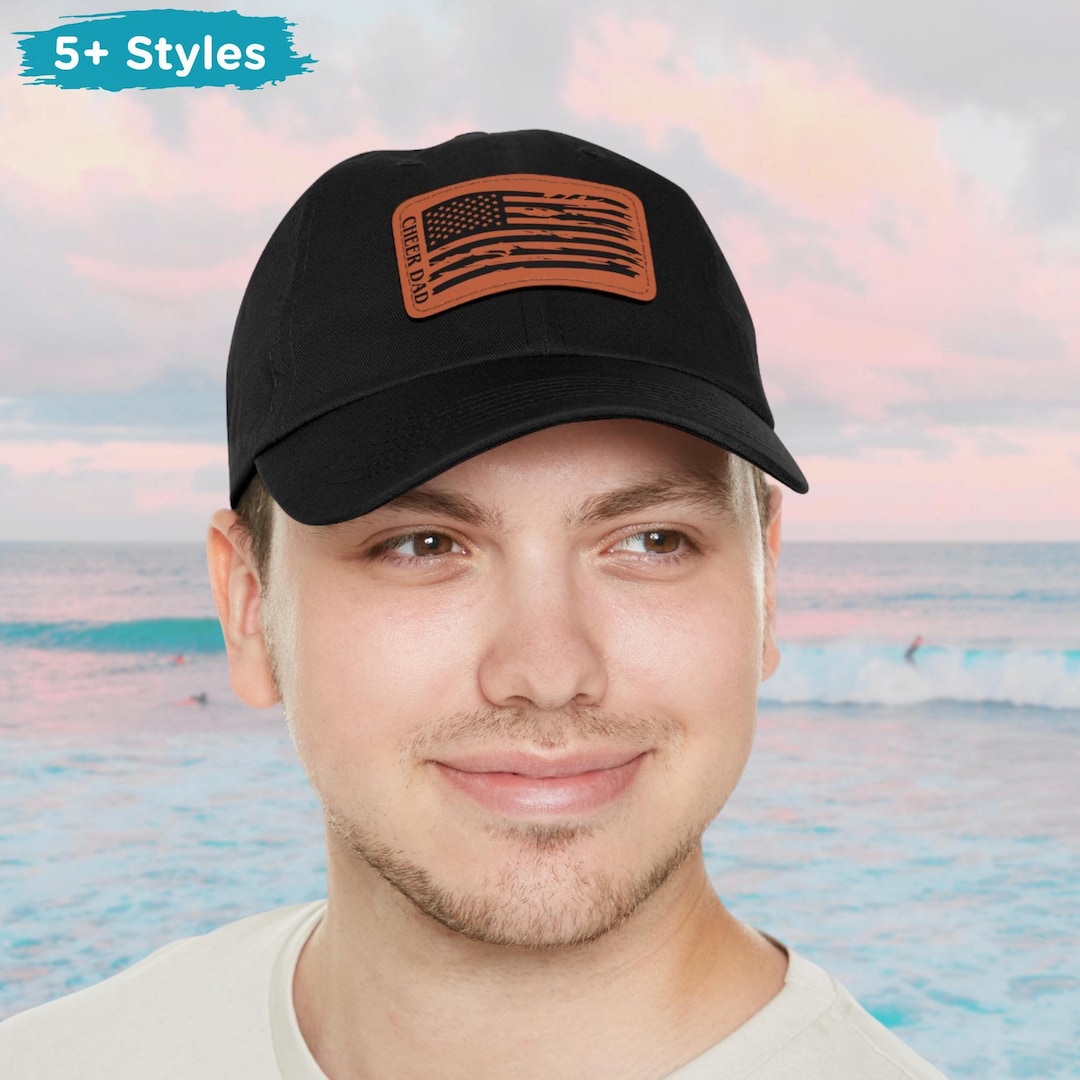 Cheer Dad Hat With American Flag Leather Patch USA Flag Leather Patch ...