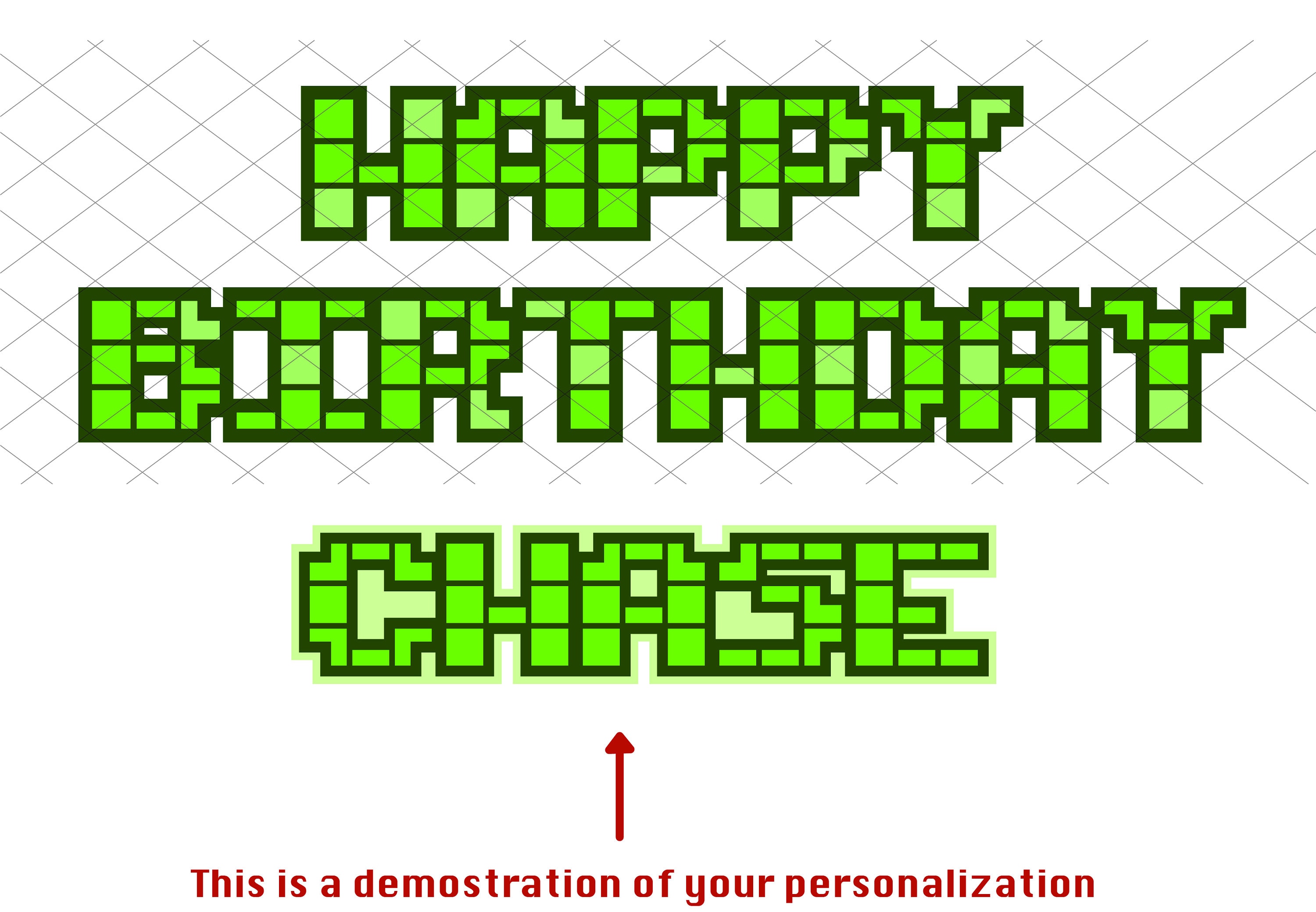 Personalized Name Digital File Mine Crafters, Happy Birthday, Block ...