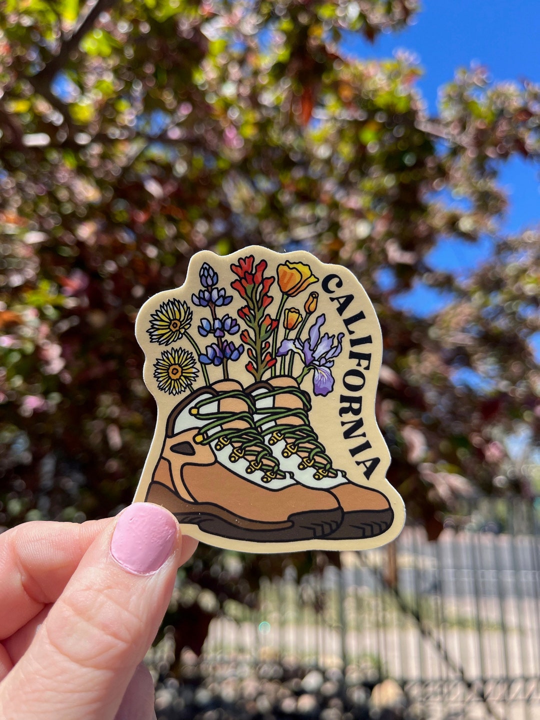State Native Plants Hiking Boot Stickers, Utah, Minnesota, Wyoming ...