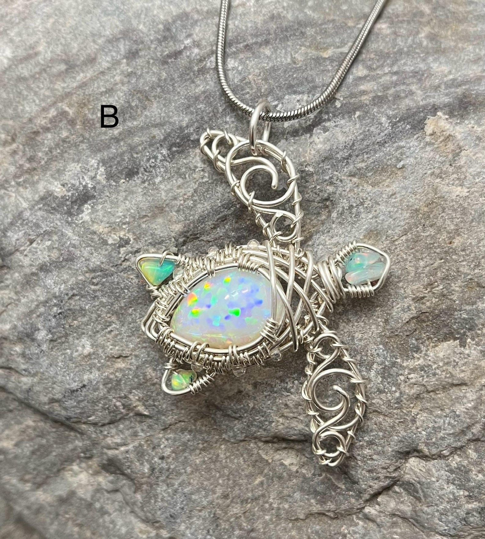 Wire Weave Sea Turtle Black Opal in Sterling Silver - Etsy