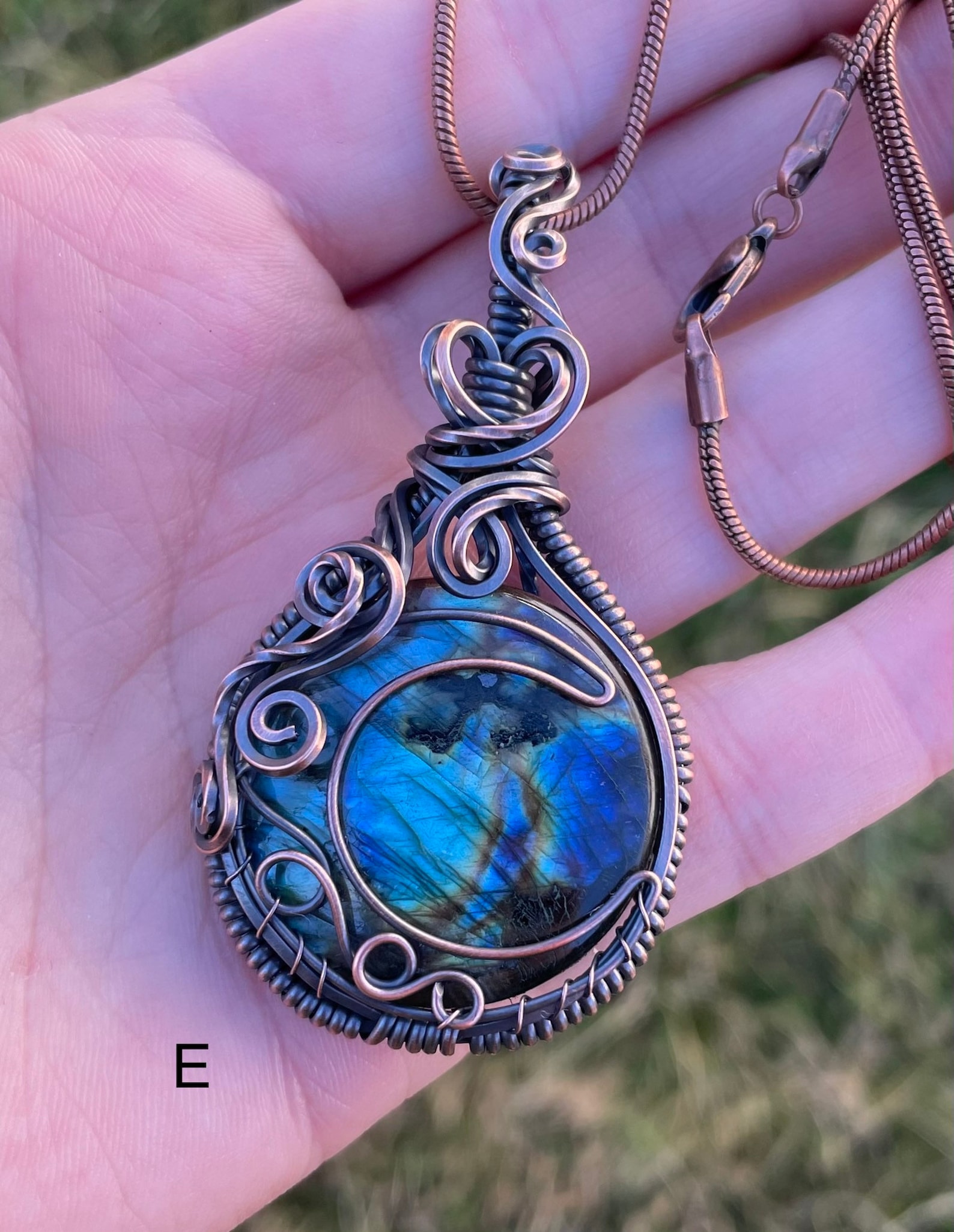 Moon Themed Wire Wrap Pendant in Sterling Silver or Copper Rainbow ...