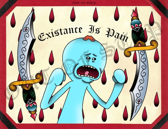 Meeseeks Existence is Pain Tattoo Flash Sheet Art Print - Etsy