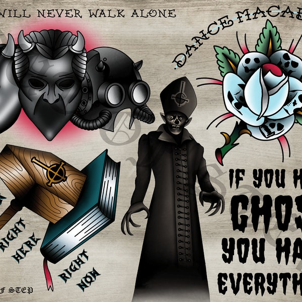 Ghost Tattoo Flash Art - Etsy