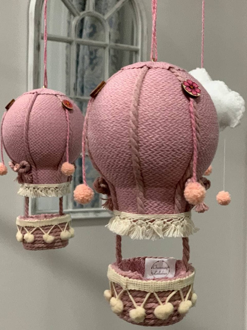 Pink in the Clouds Musical Hanging Mobile Australian Hot Air Balloon ...