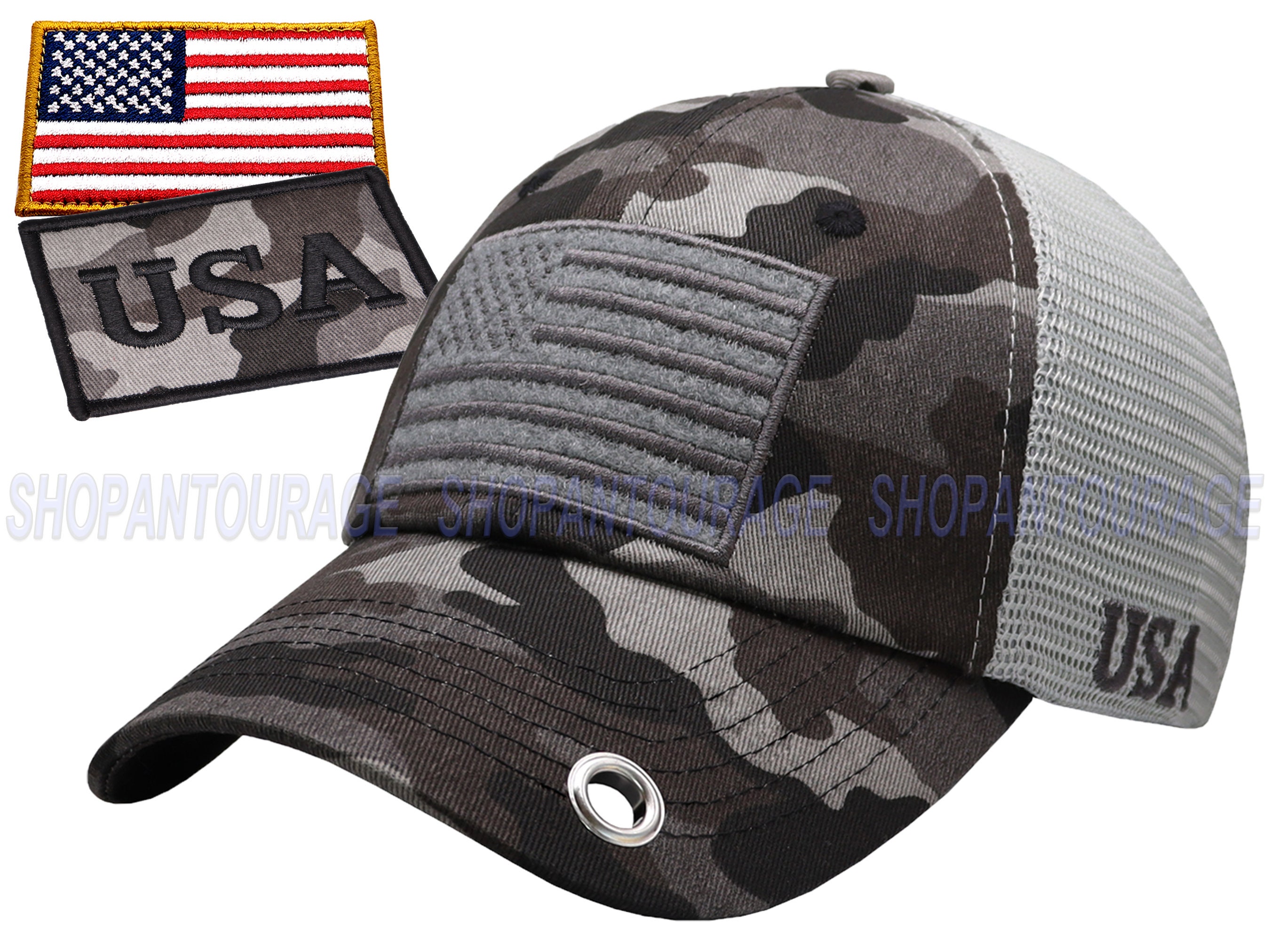 Antourage American Flag Unconstructed Mesh Snapback Trucker Hat for Men ...