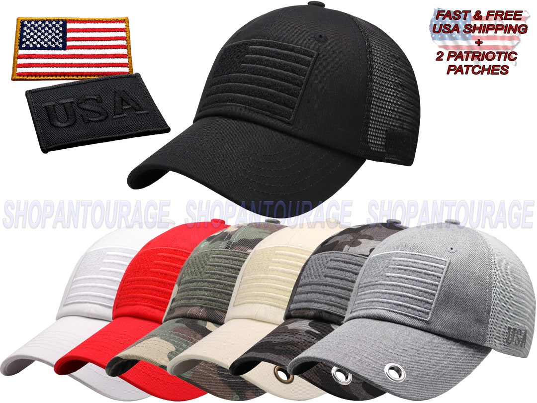 Antourage American Flag Unconstructed Mesh Snapback Trucker Hat for Men ...