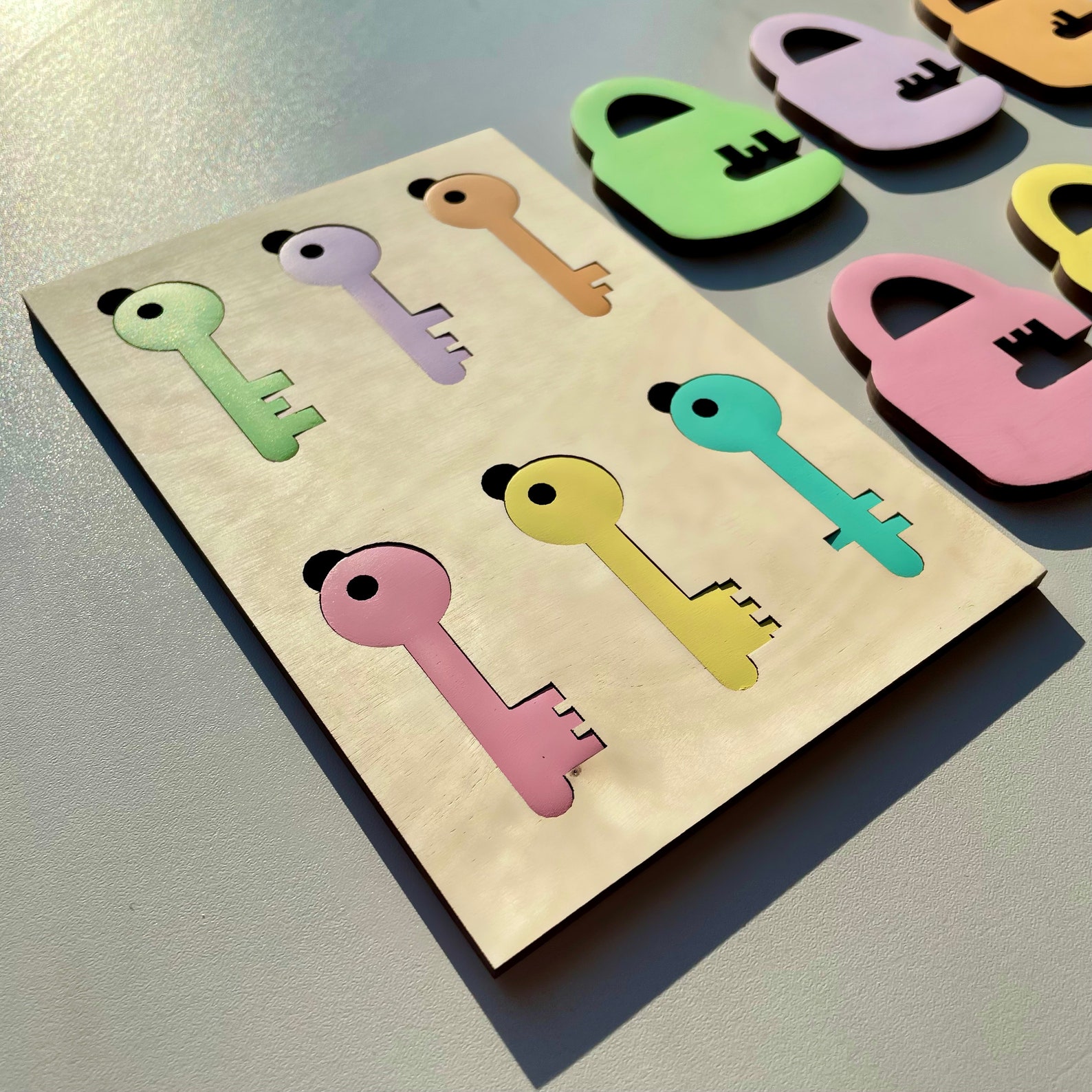 Montessori Wooden Puzzle Key Sorter Puzzle Kids Montessori - Etsy