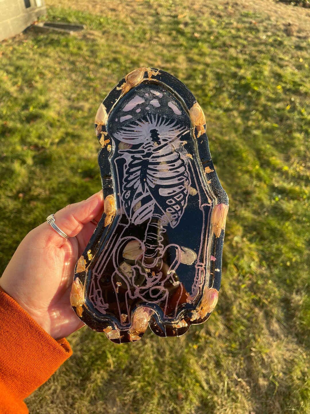 Rose Mushroom Skeleton Resin Ashtray | Handmade Tobacciana - Etsy