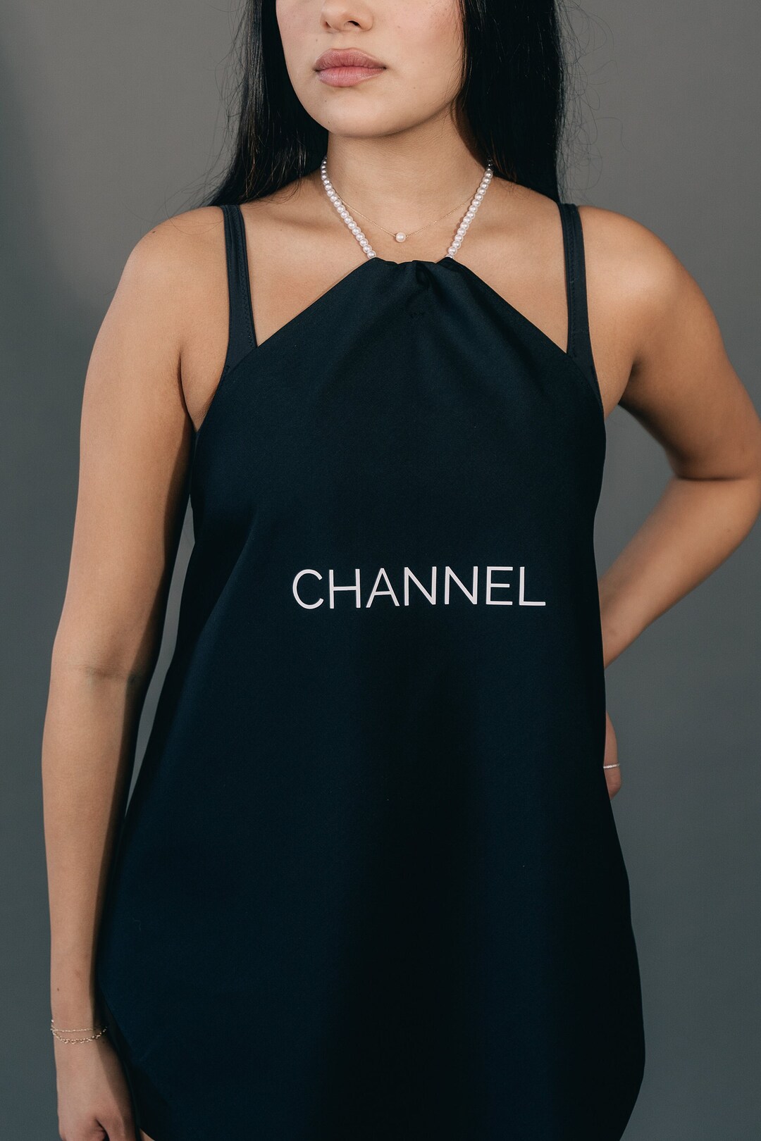 Adult Bib Custom Channel Apron Channel Inspired Bib With Pearl Necklace ...