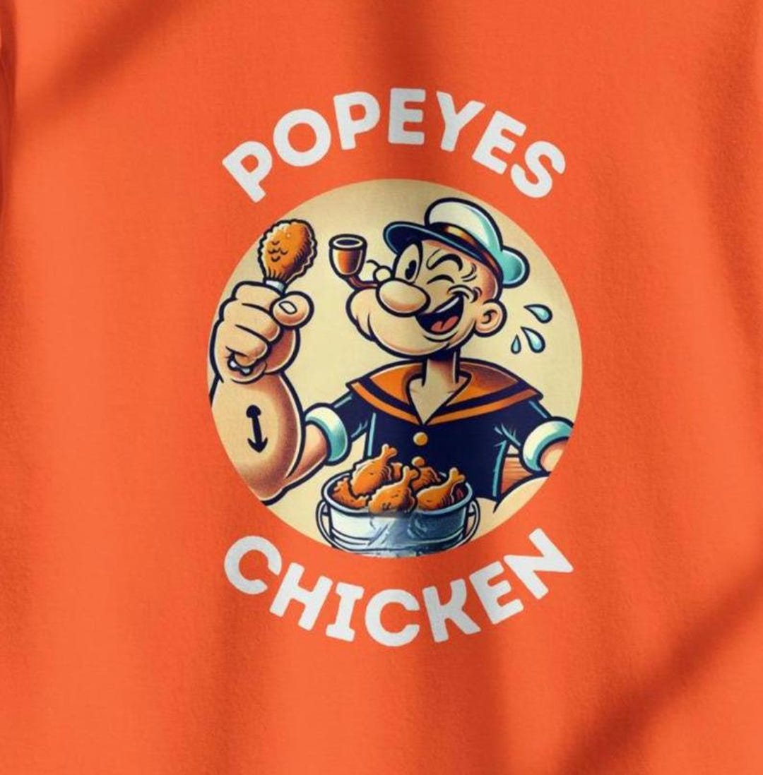 Popeye the Sailor Man Eating Popeyes T-shirt – Funny Vintage Cartoon ...