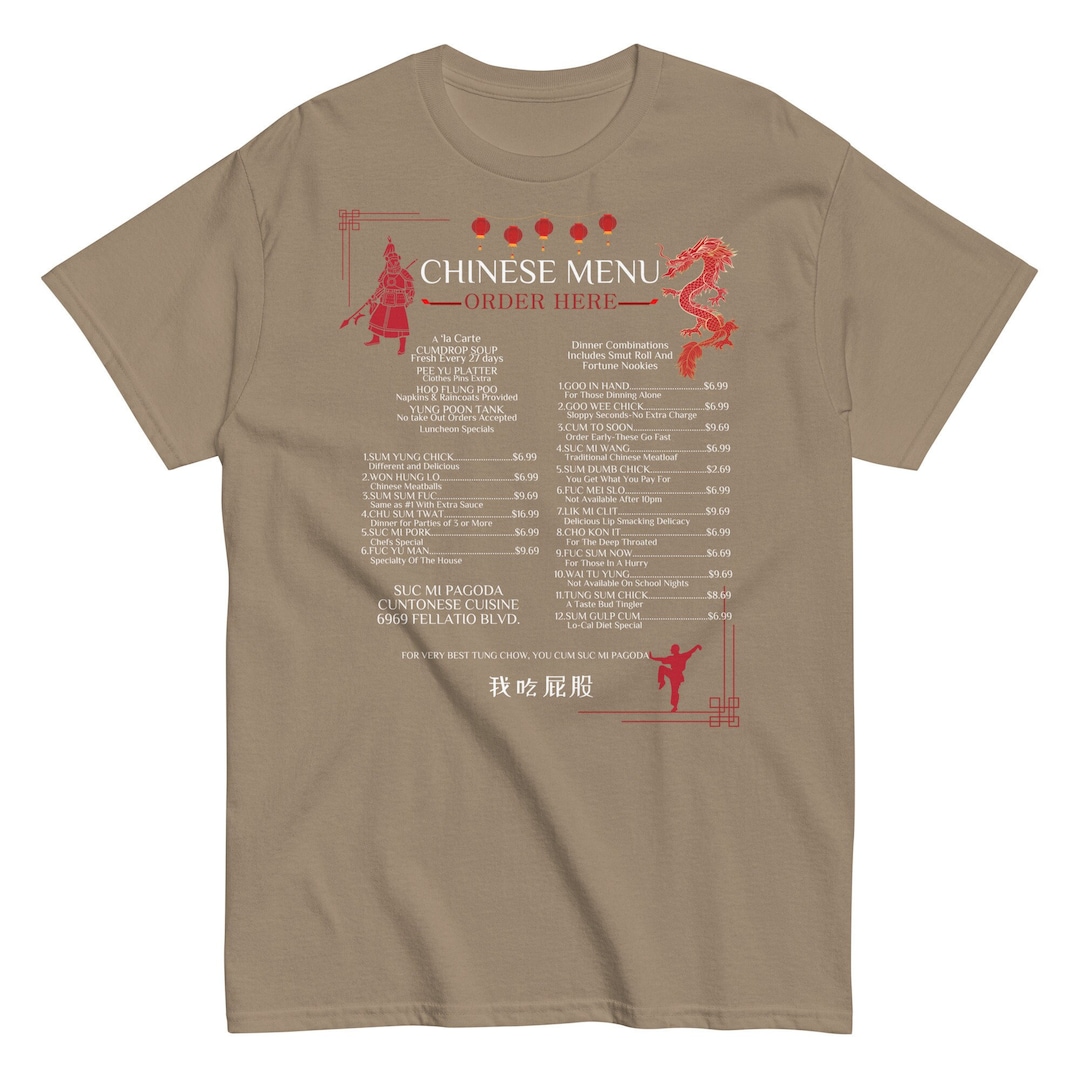 Adult Humor Chinese Menu Parody Tee - Etsy