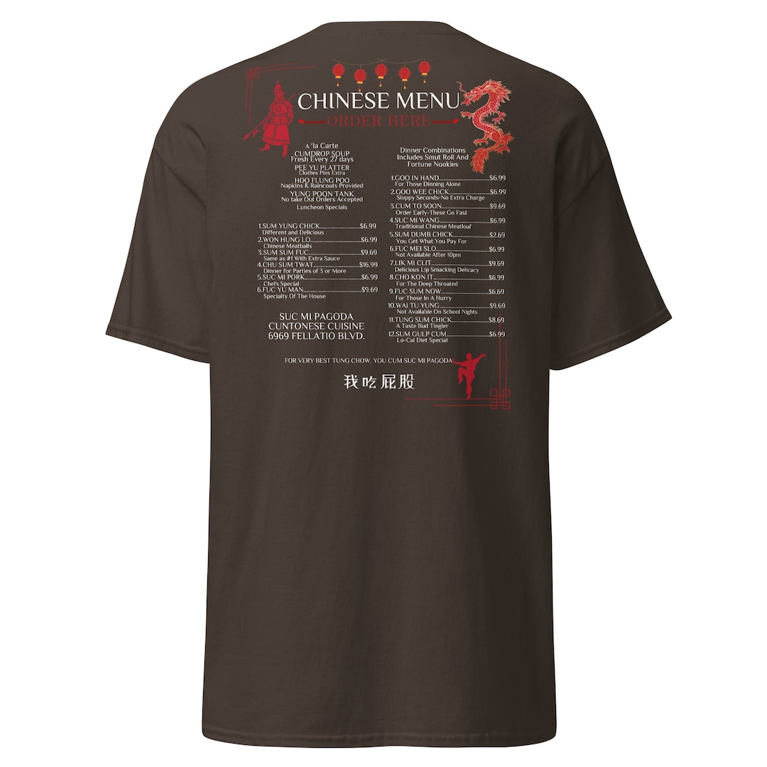 Funny Adult Humor Chinese Menu T-shirt - Etsy