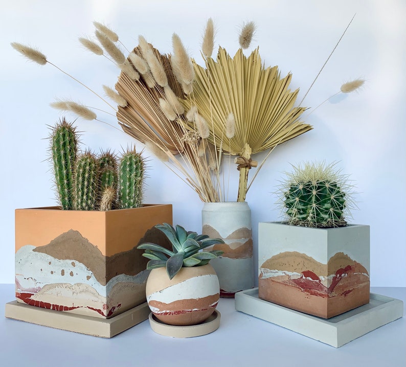 Large Desert Cube Concrete Plant Pot Desert Pot Concrete | Etsy