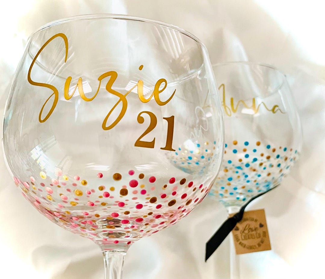 Gin Glass Personalised and Hand Painted Gift Birthday Age Name - Etsy UK