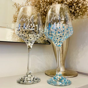 Wine Glass Personalised and Hand Painted Gift Birthday Age Name - Etsy