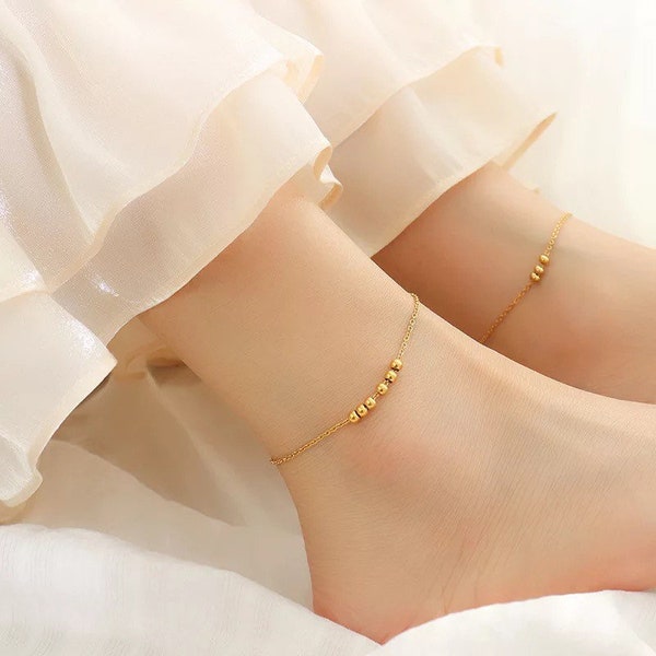 14k Gold Anklet - Etsy