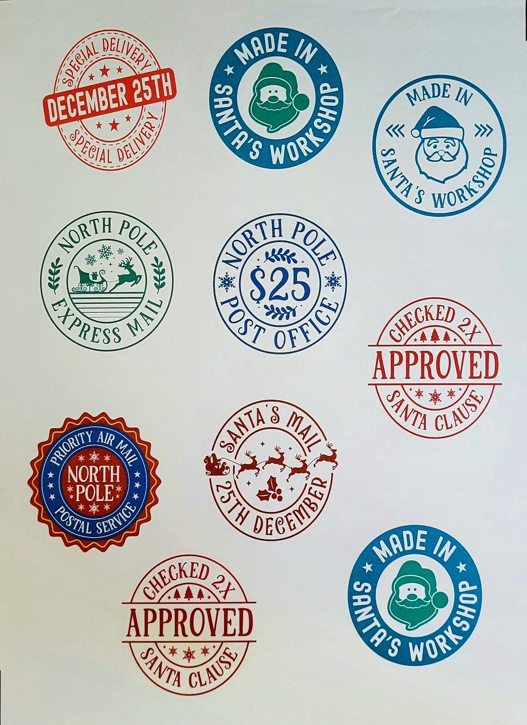 North Pole Stickers, Santa, Post Office, Workshop, Approved - Etsy
