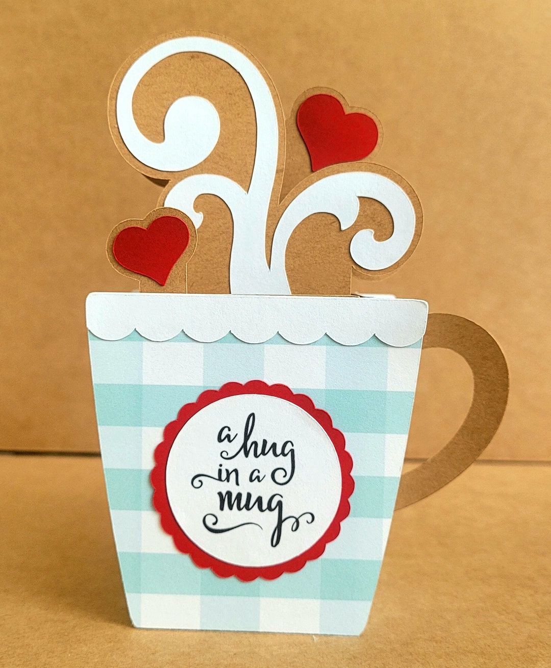 Hug in A Mug Box Card, Folds Flat, You Can Write on the Back - Etsy